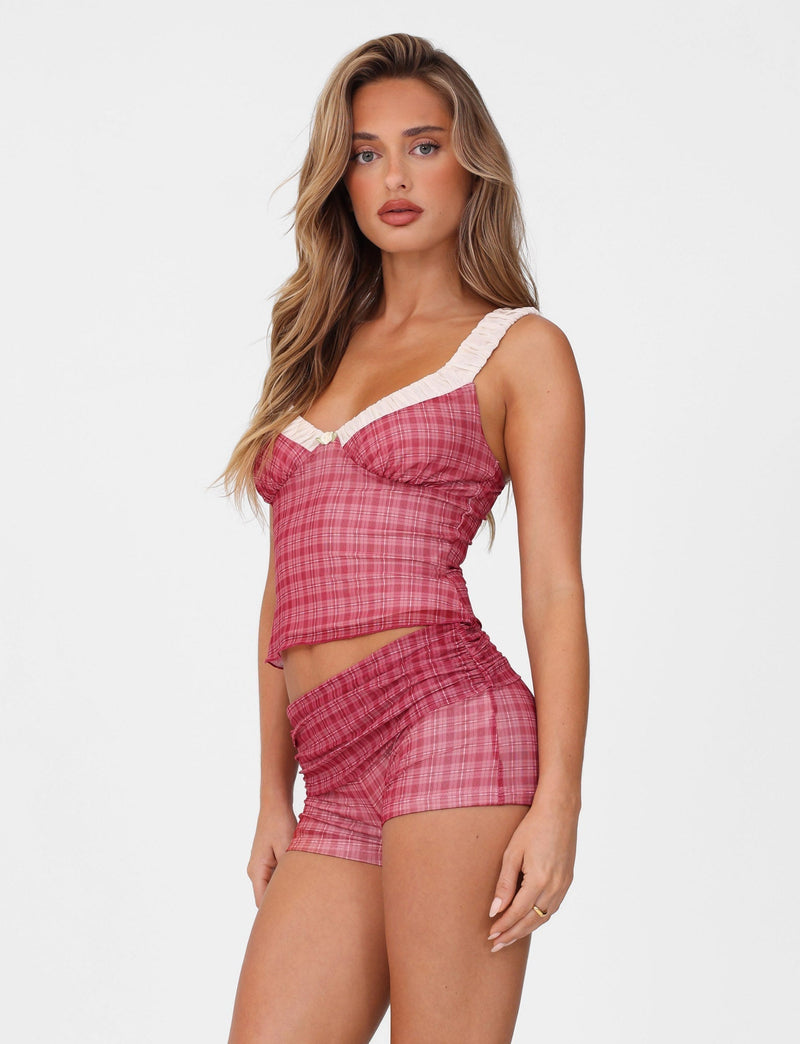 AMARAN TOP - RED : RED CHECK – Tiger Mist USA