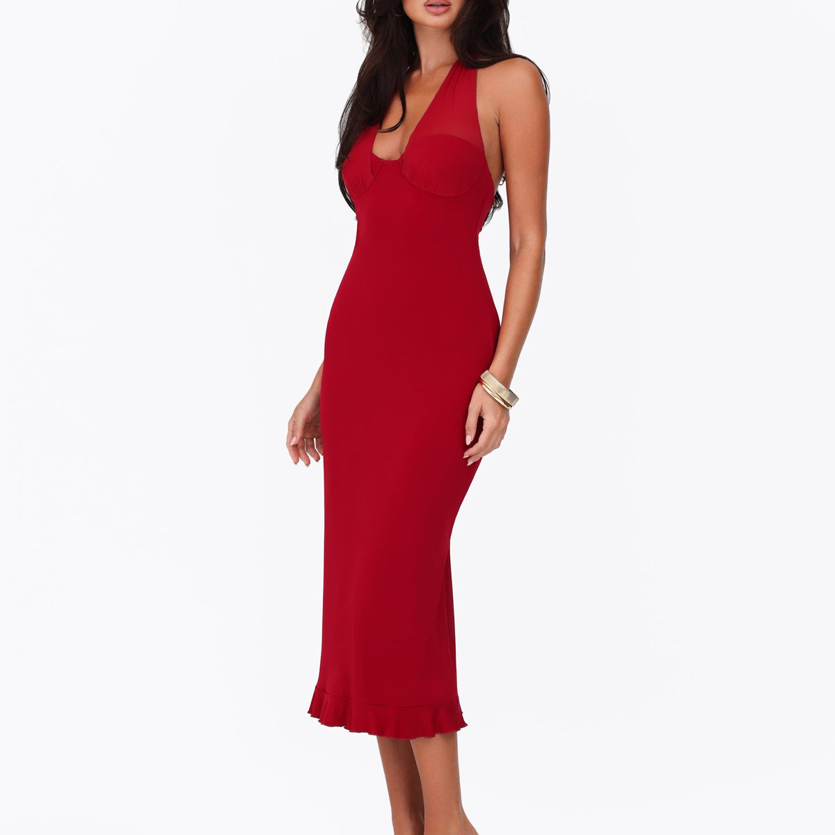 GRANGER MIDI DRESS - RED : CHERRY RED – Tiger Mist USA