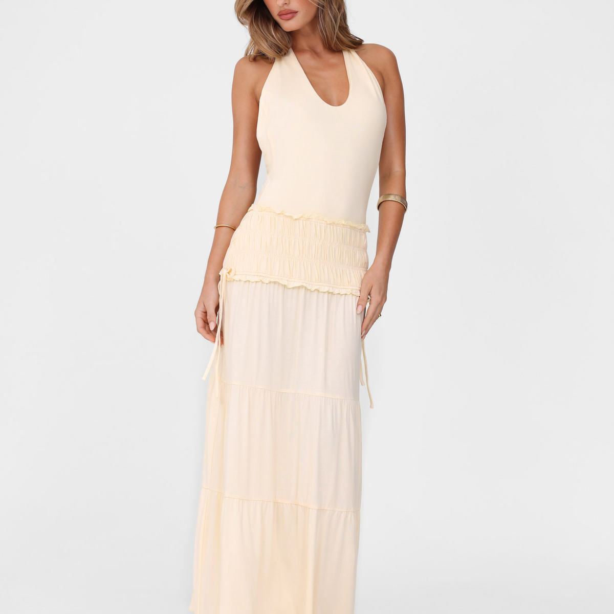 DENALI HALTER DRESS - NEUTRAL : BONE – Tiger Mist USA