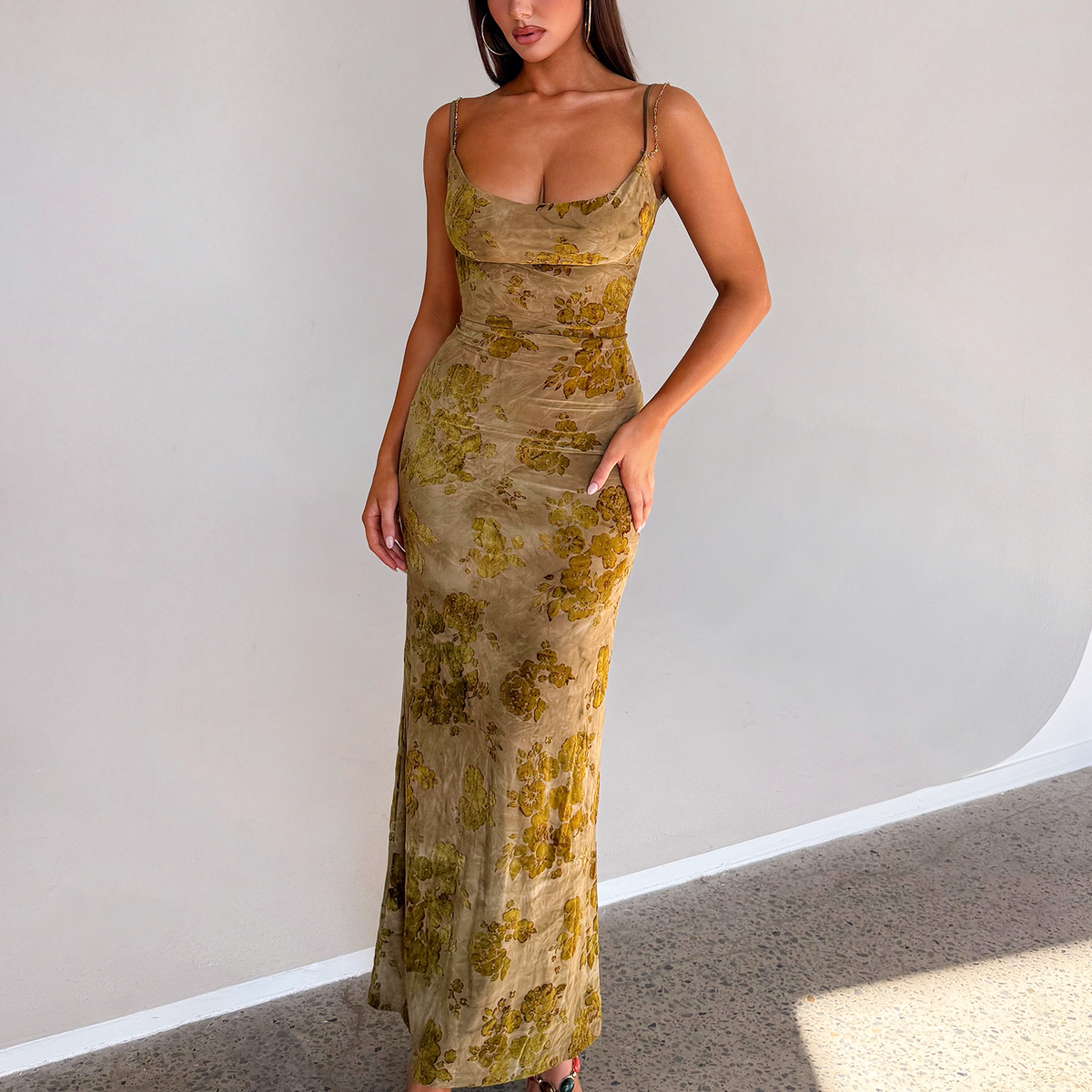 SPARROW MAXI DRESS - GREEN BURNOUT – Tiger Mist USA